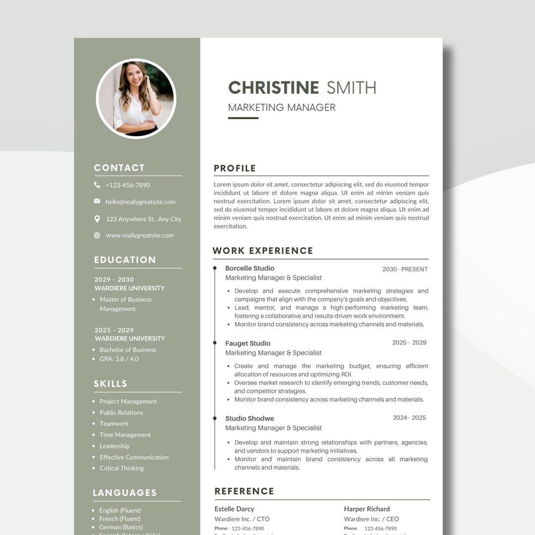 Resume Template, Modern Resume Template With Photo, Resume Template ...