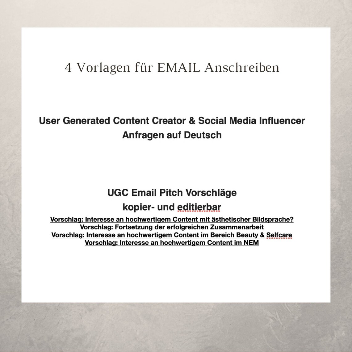 UGC Email Pitch Template Content Creator Template Application Media Kit ...