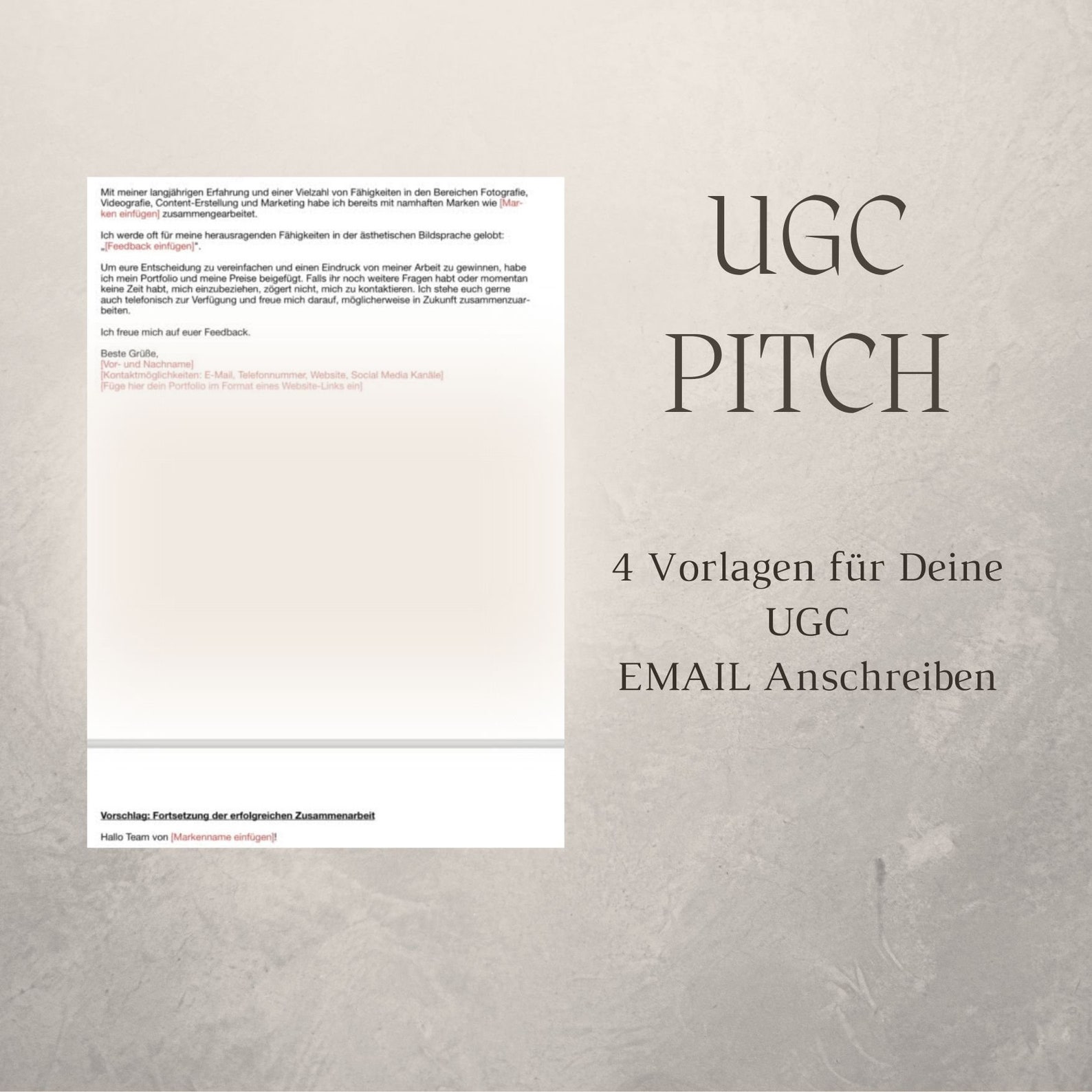 UGC Email Pitch Template Content Creator Template Application Media Kit ...