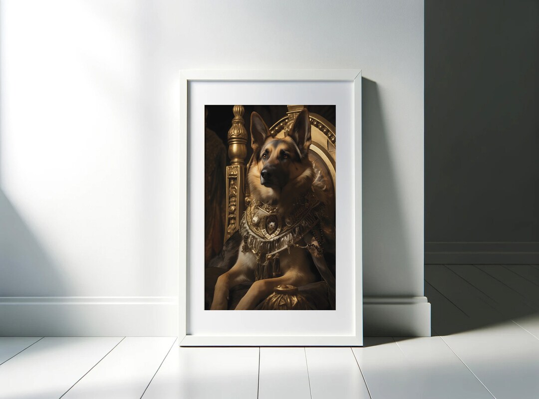 German Shepherd Portrait, Royal Canine Art Print, Dog Monarch Decor ...