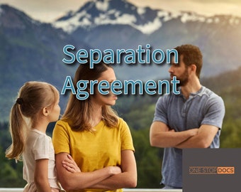 Separation Agreement + Notary Acknowledgement PRINTABLE and EDITABLE ...