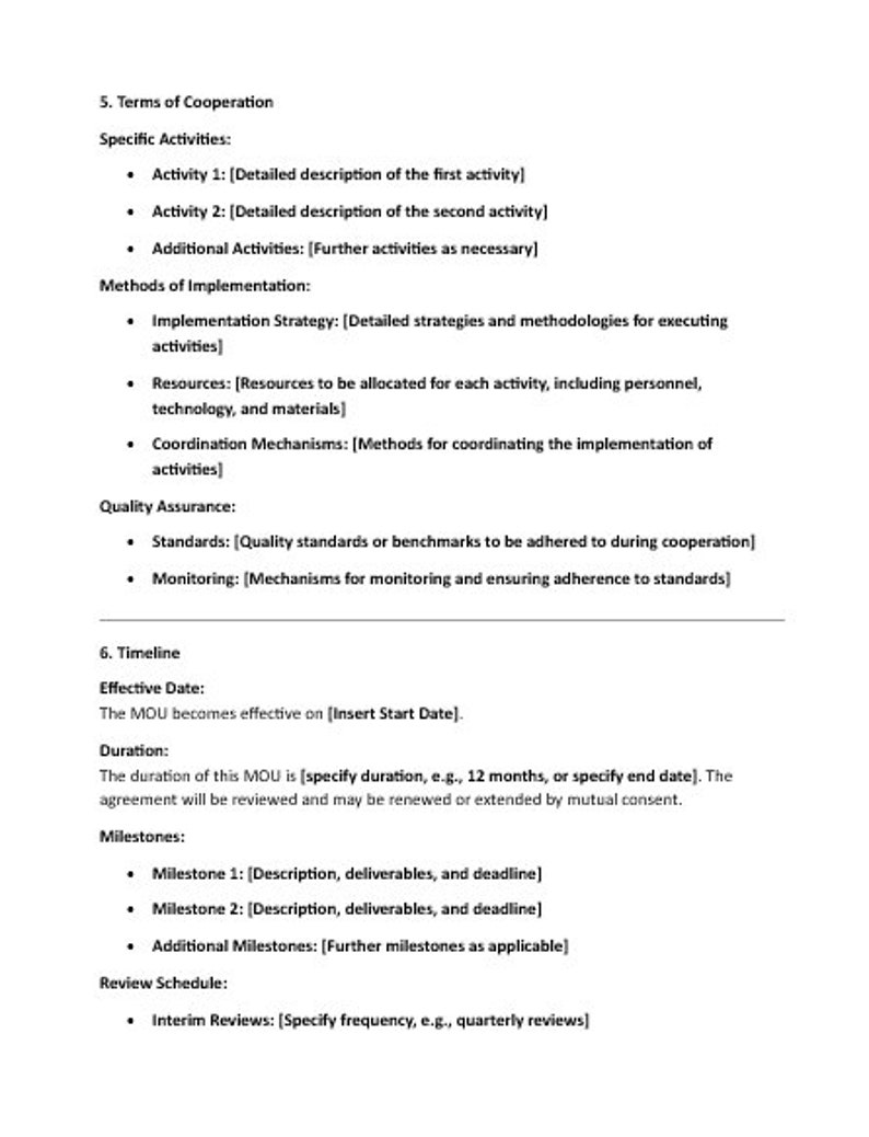 Memorandum of Understanding Template - Etsy