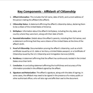 Affidavit of Citizenship Template - Etsy