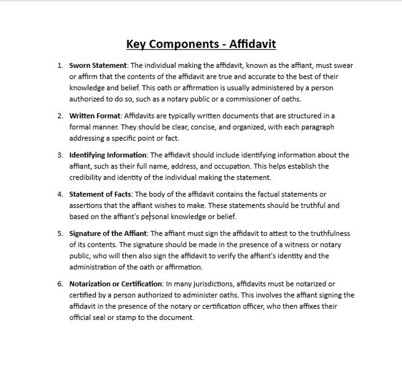 Affidavit Template - Etsy