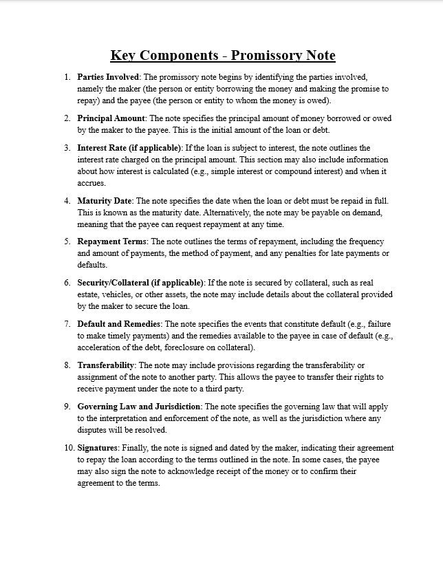Promissory Note Agreement Template - Etsy