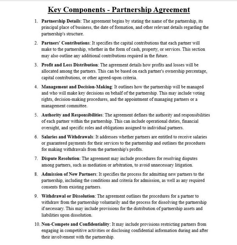 Partnership Agreement Template - Etsy