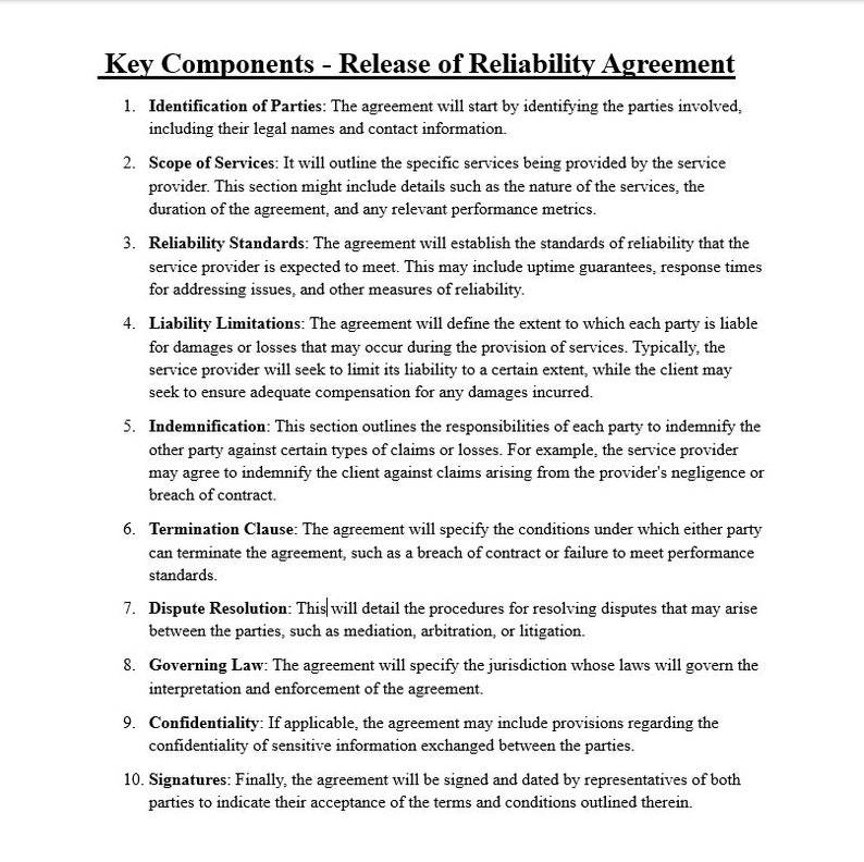 Release of Liability Agreement Template - Etsy
