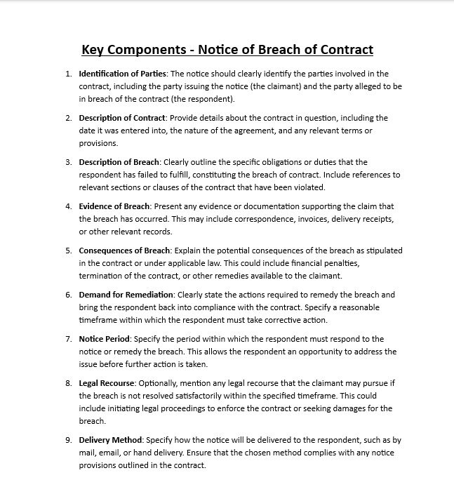 Notice of Breach of Contract Template - Etsy