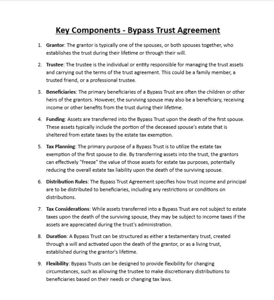 Bypass Trust Agreement Template - Etsy
