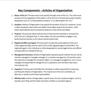 Articles of Organization Template - Etsy
