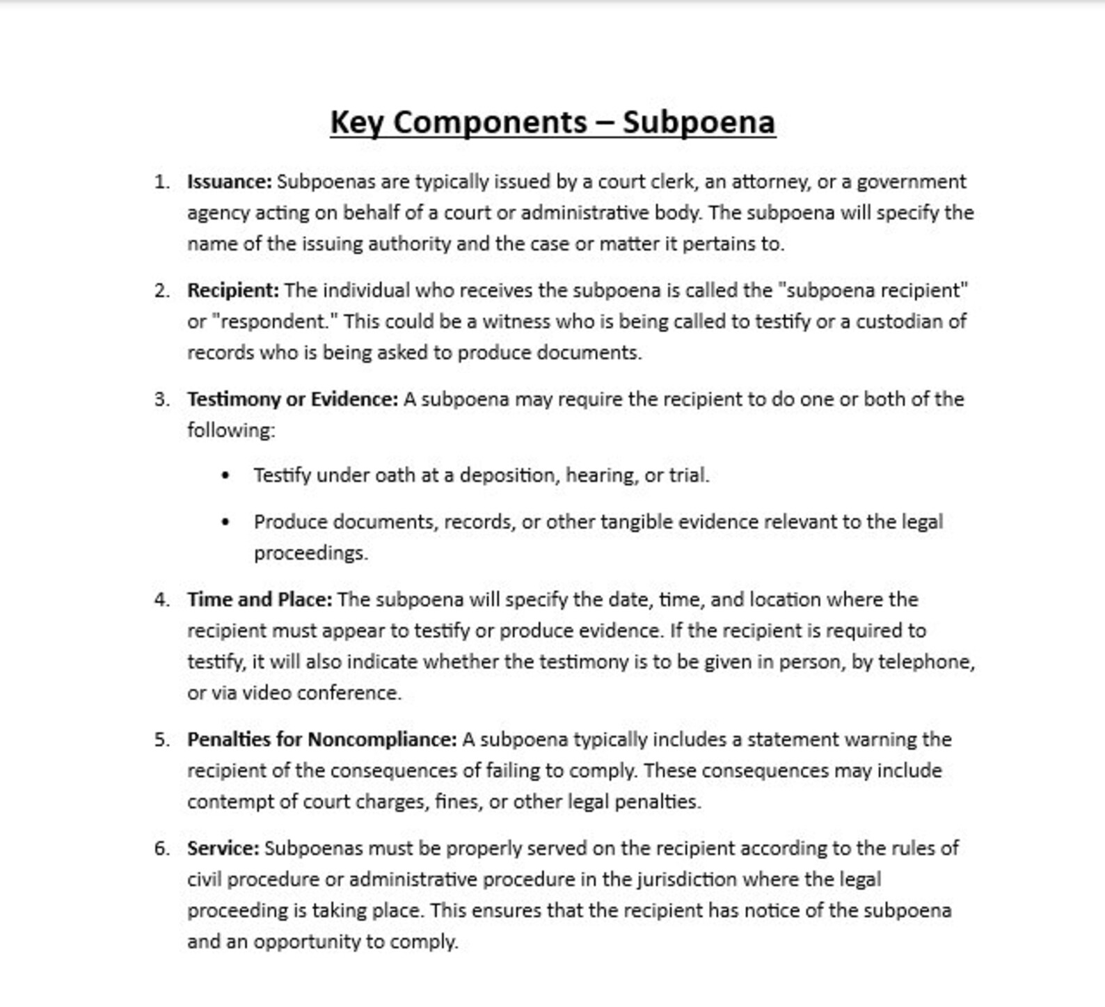 Subpoena Template - Etsy