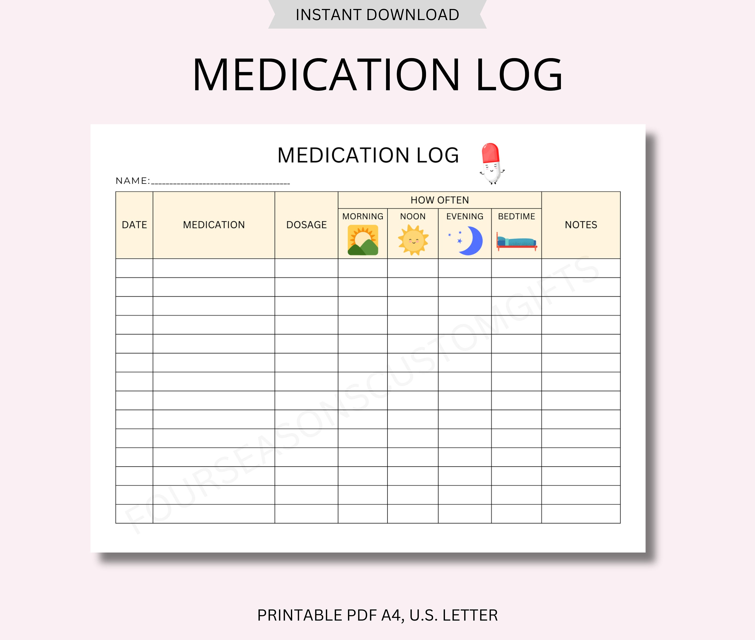 Medication Tracker Medication Chart Medication Log Doctor Visit ...