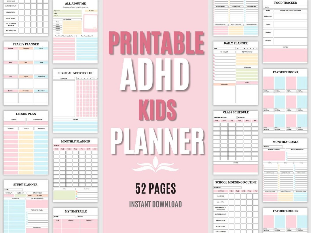 ADHD Planner for Kids Study Planner for Kids School Planner for ADHD ...