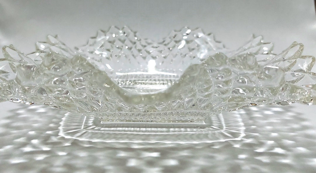 Vintage Indiana Glass Diamond Point Clear Pattern Clear Glass Square ...