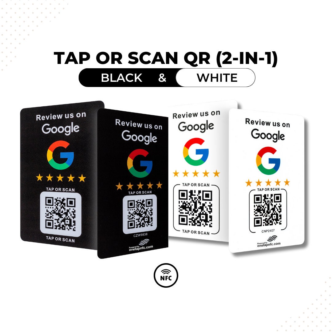 Google Review NFC Tap and QR Code Scan Cards - Etsy