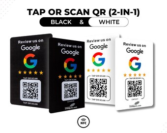 Google Review NFC & QR Code Tap Card Made With Your Business Logo Tap or Scan Pre Programmed ...
