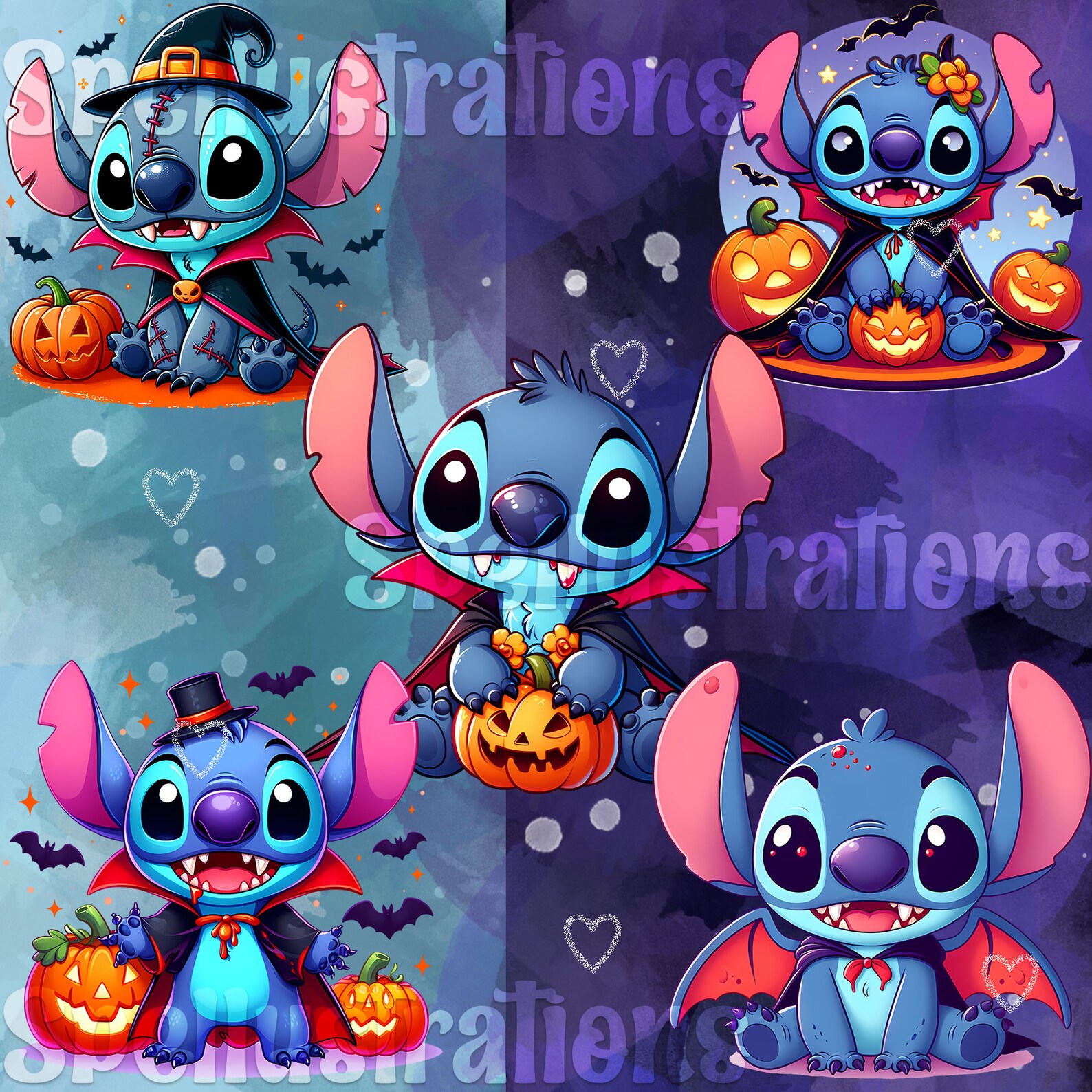 5 Halloween Vampire Stitch Digital Images, Vector Digital Art, Clipart ...