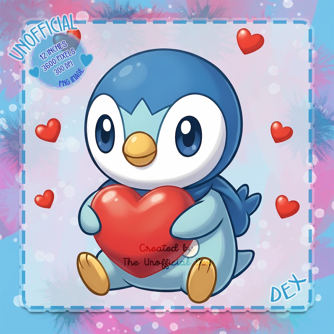 Piplup Heart PNG | Valentine Monsters | Transparent Graphics File ...
