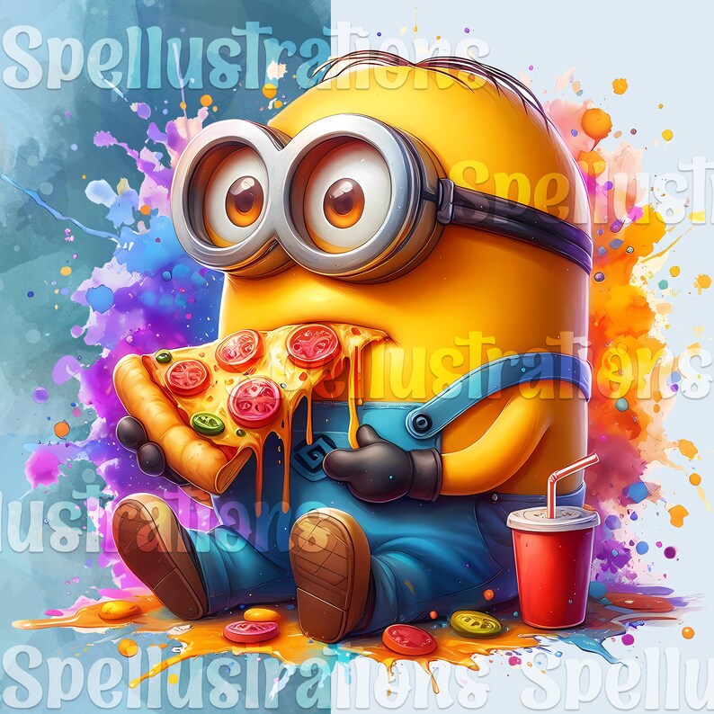 Minion Snacktime Watercolor Splash, Clipart Images, Graphics and ...