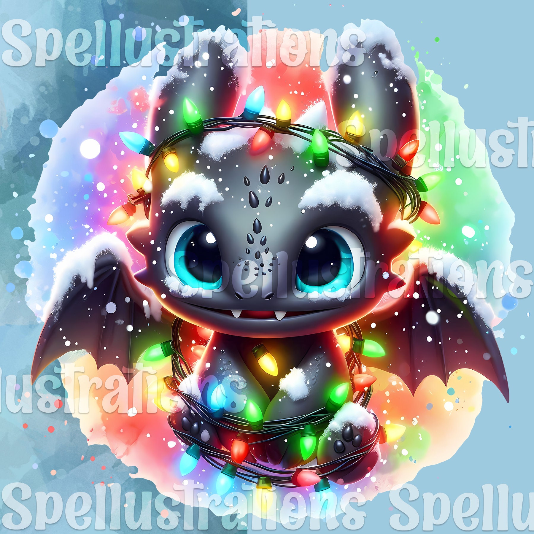 Christmas Toothless Watercolor Splash, Clipart Images, Graphics and ...
