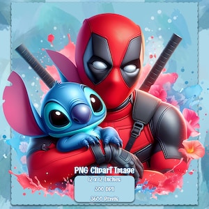 Deadpool and Stitch Watercolor Splash, Clipart Images, Graphics and ...