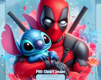 Deadpool and Stitch Watercolor Splash, Clipart Images, Graphics and ...