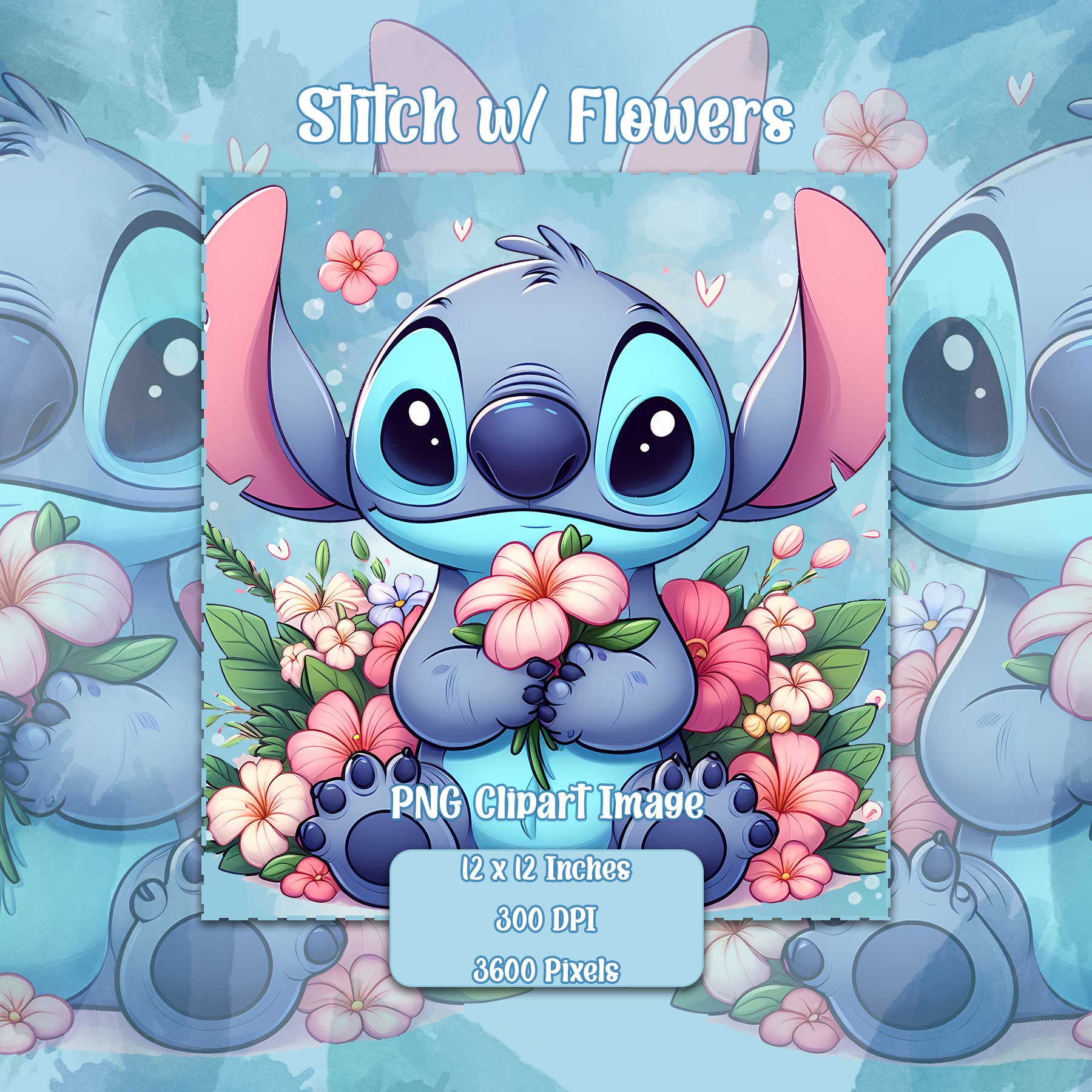 Stitch Holding Flowers PNG, Transparent Background Clipart Images ...
