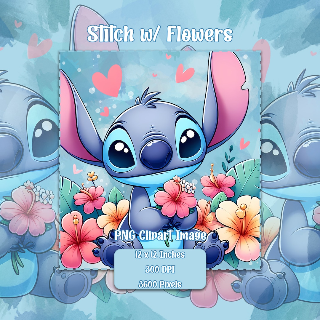 Stitch Holding Flowers PNG, Transparent Background Clipart Images ...
