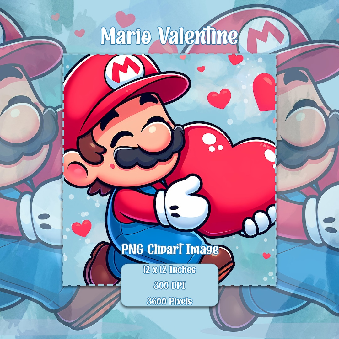 Mario Valentine PNG, Transparent Background Clipart Images, Commercial ...