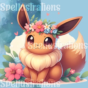 Floral Spring Eevee PNG, Transparent Background Clipart Images ...