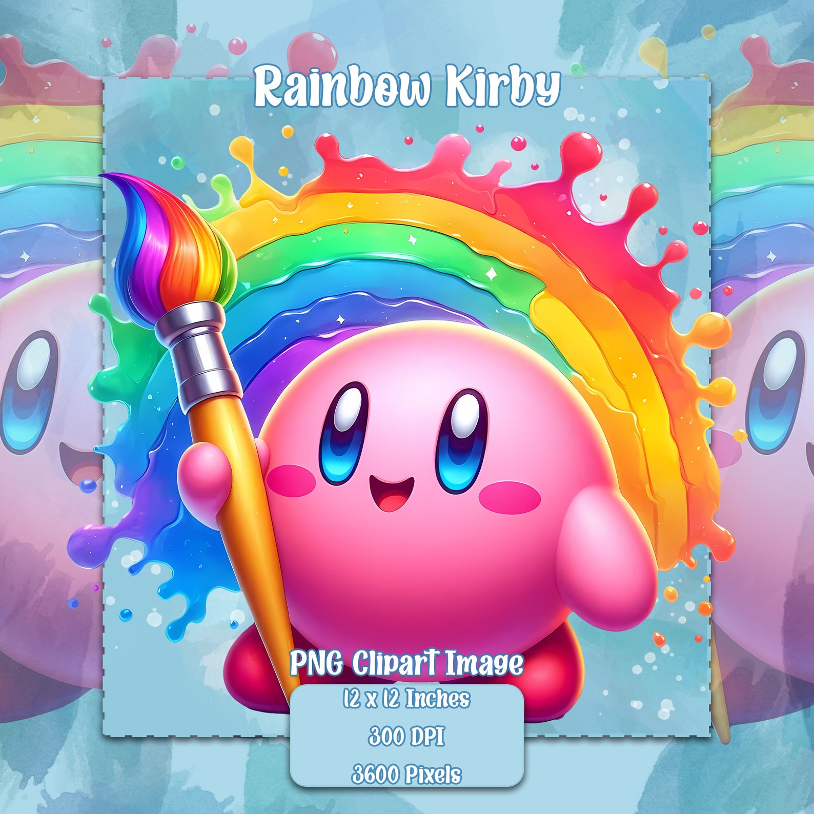 Rainbow Kirby PNG, Transparent Background Clipart Images, Commercial ...