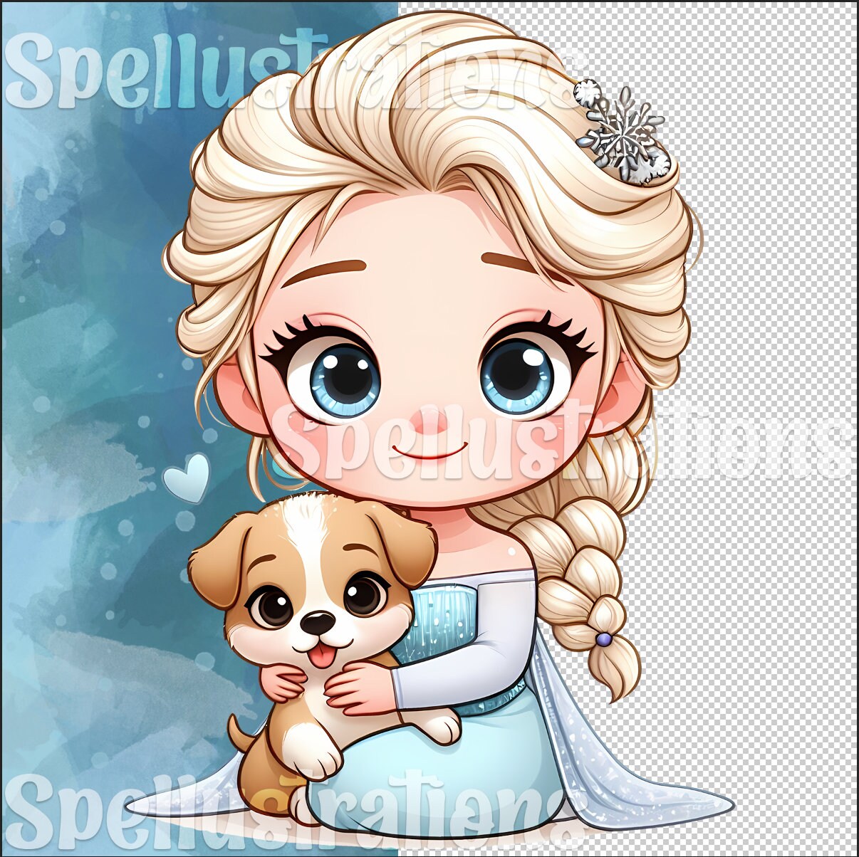 Elsa and Puppy PNG, Transparent Background Clipart Images, Commercial ...