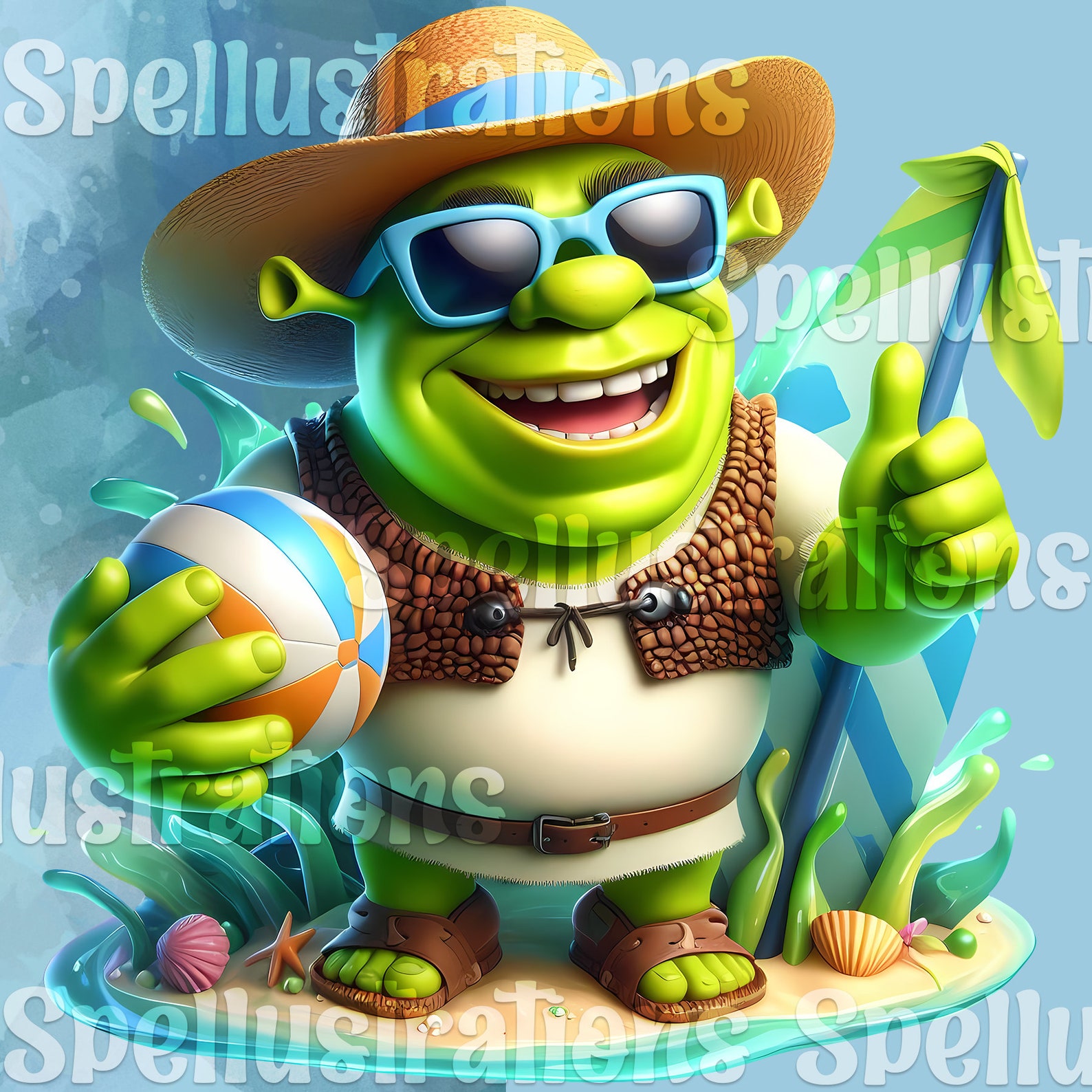 Shrek Summertime Watercolor Splash, Clipart Images, Graphics and ...