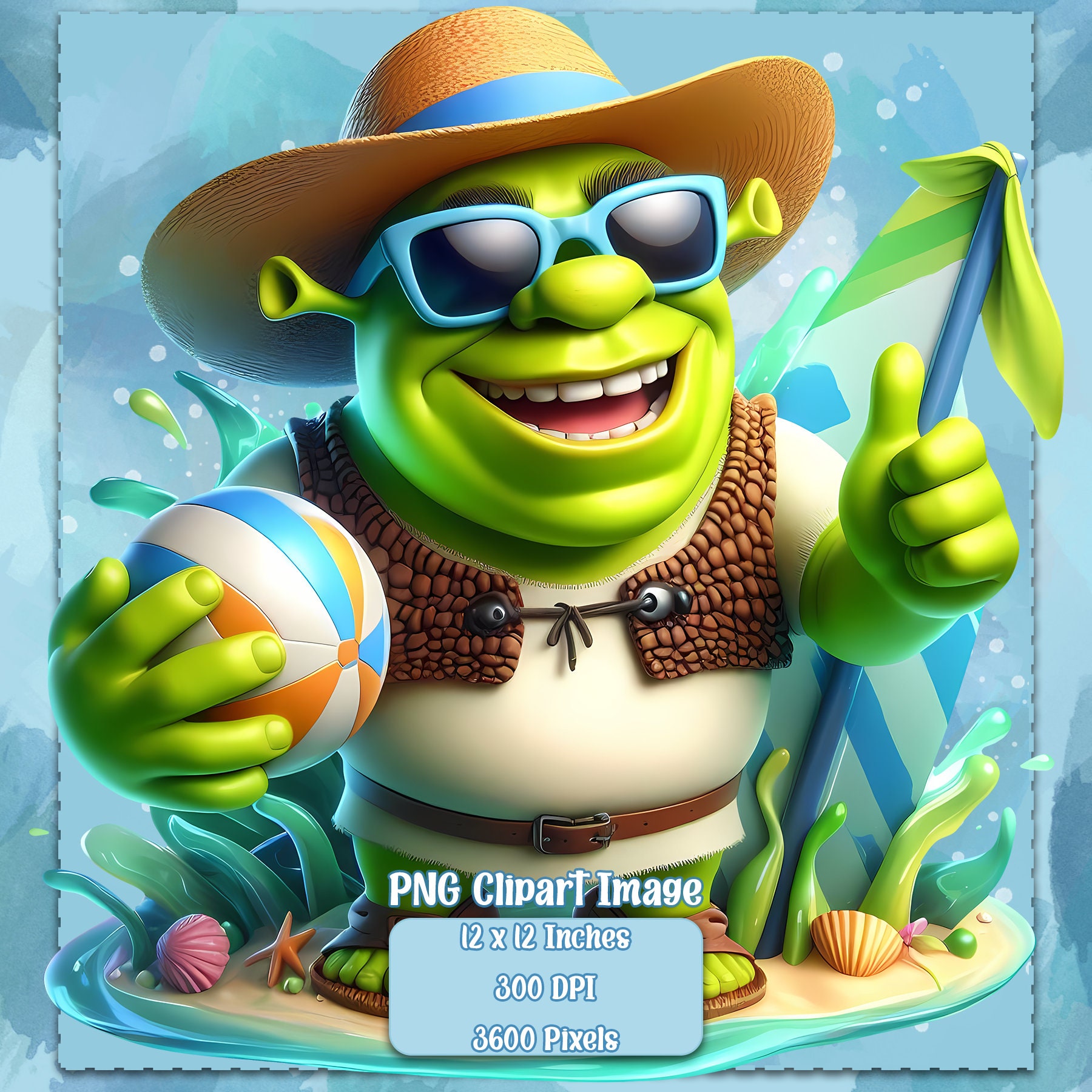 Shrek Summertime Watercolor Splash, Clipart Images, Graphics and ...