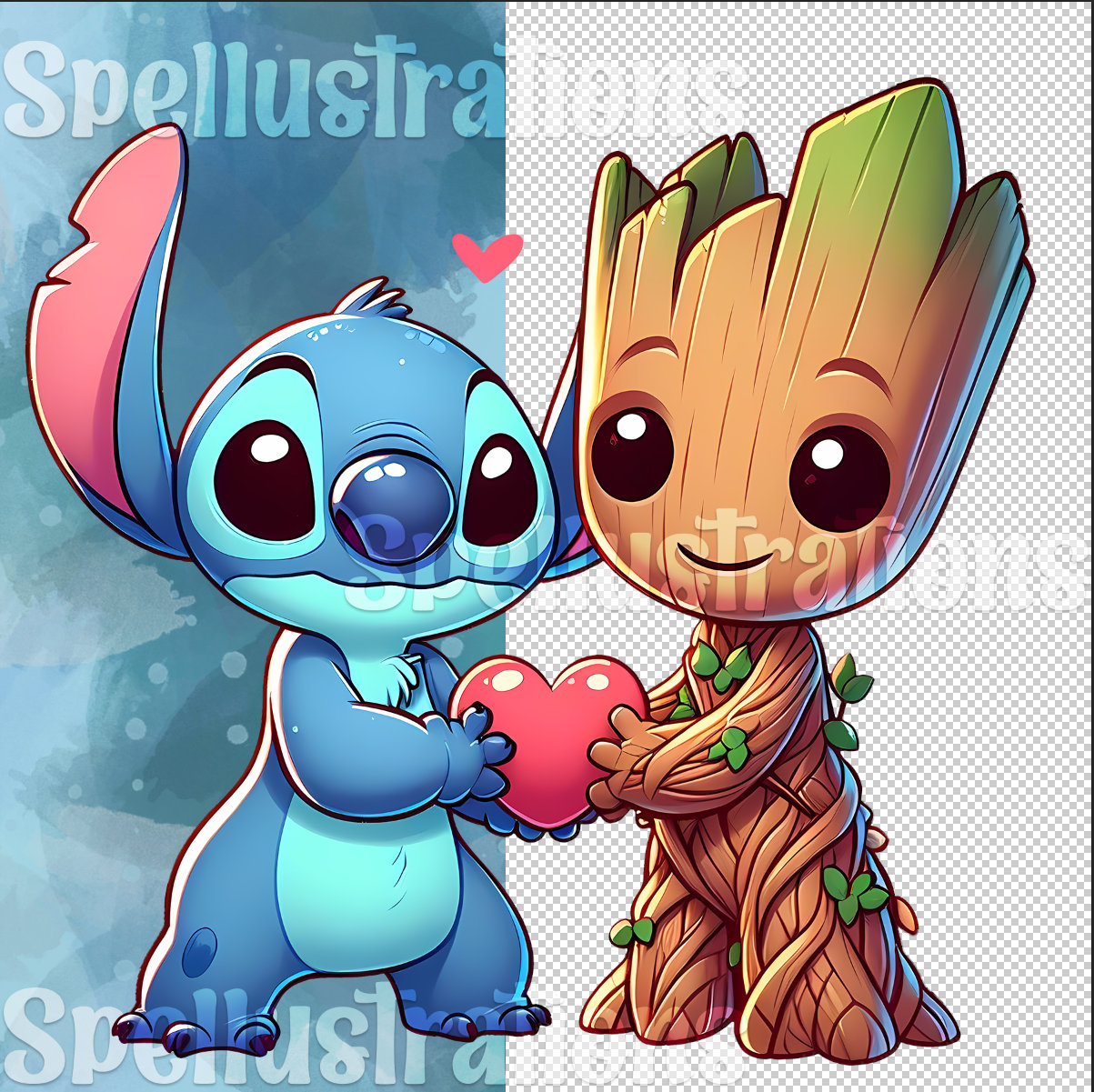 Groot and Stitch Valentine PNG, Transparent Background Clipart Images ...