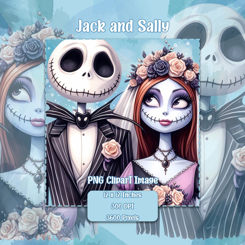 Jack and Sally Wedding PNG, Transparent Background Clipart Images ...