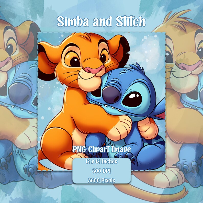 Simba and Stitch PNG, Transparent Background Clipart Images, Commercial ...