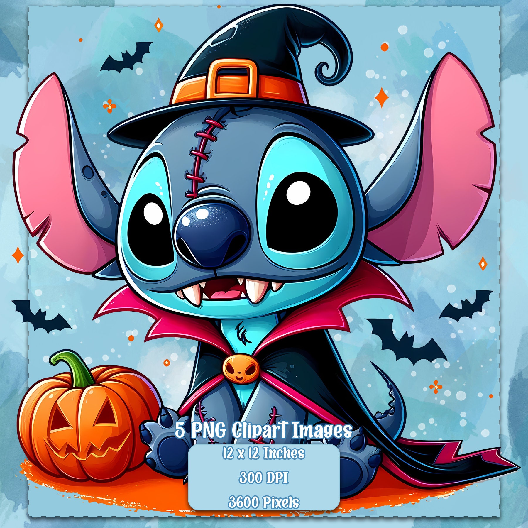 5 Halloween Vampire Stitch Digital Images, Vector Digital Art, Clipart ...