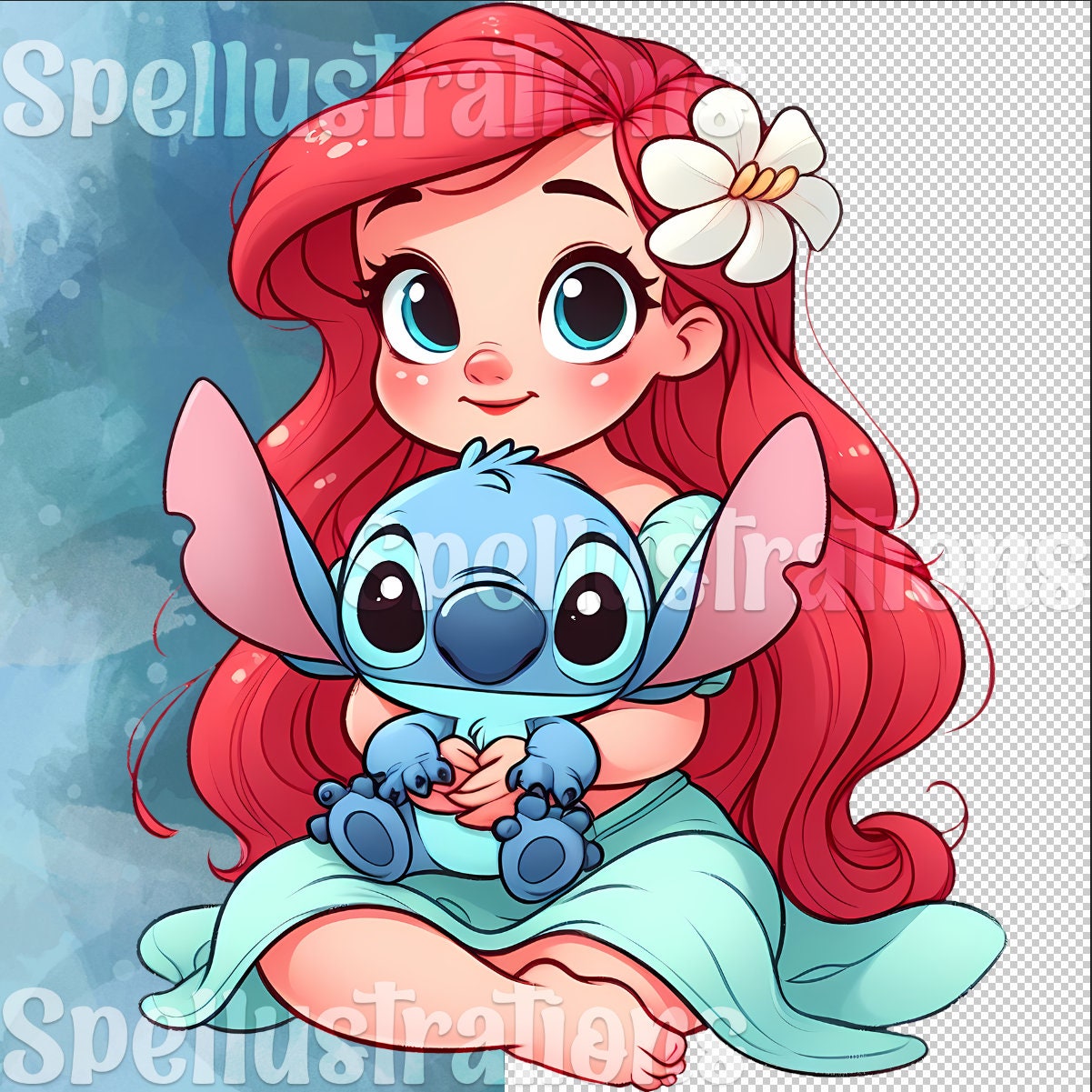 Ariel and Stitch PNG, Transparent Background Clipart Images, Commercial ...