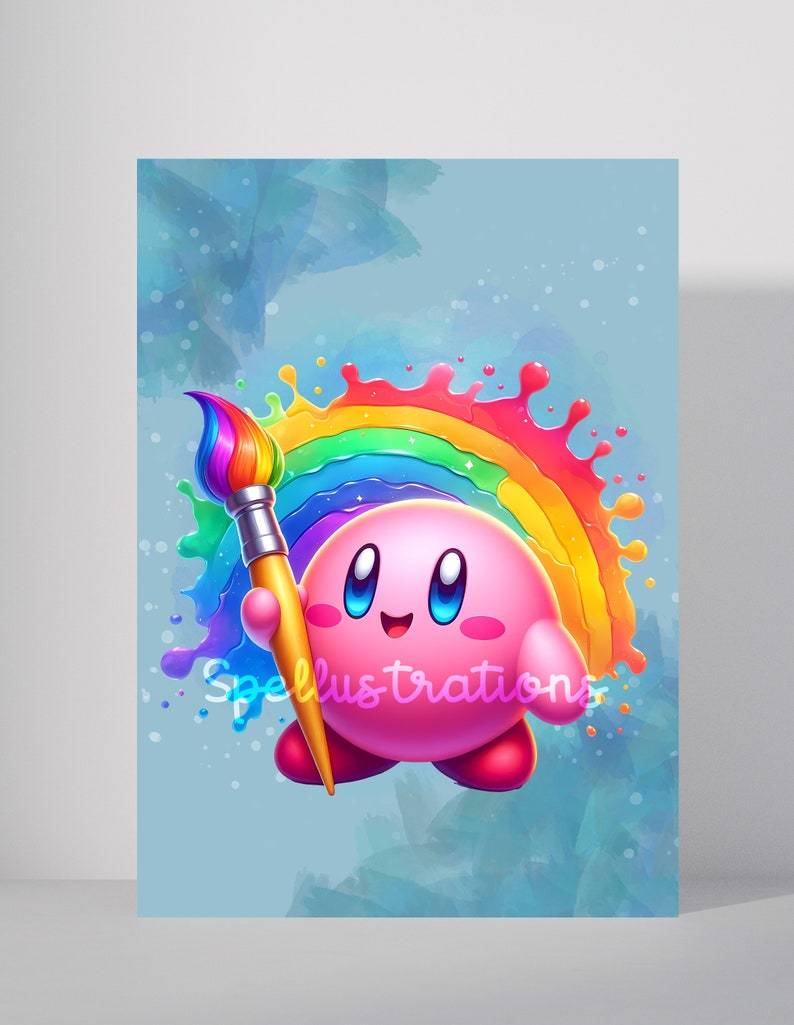 Rainbow Kirby PNG, Transparent Background Clipart Images, Commercial ...
