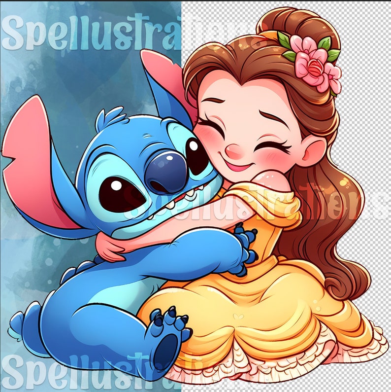 Belle and Stitch PNG, Transparent Background Clipart Images, Commercial ...