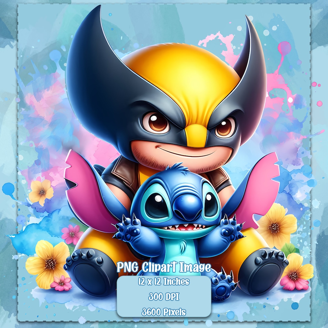 Wolverine and Stitch Watercolor Splash, Clipart Images, Graphics and ...