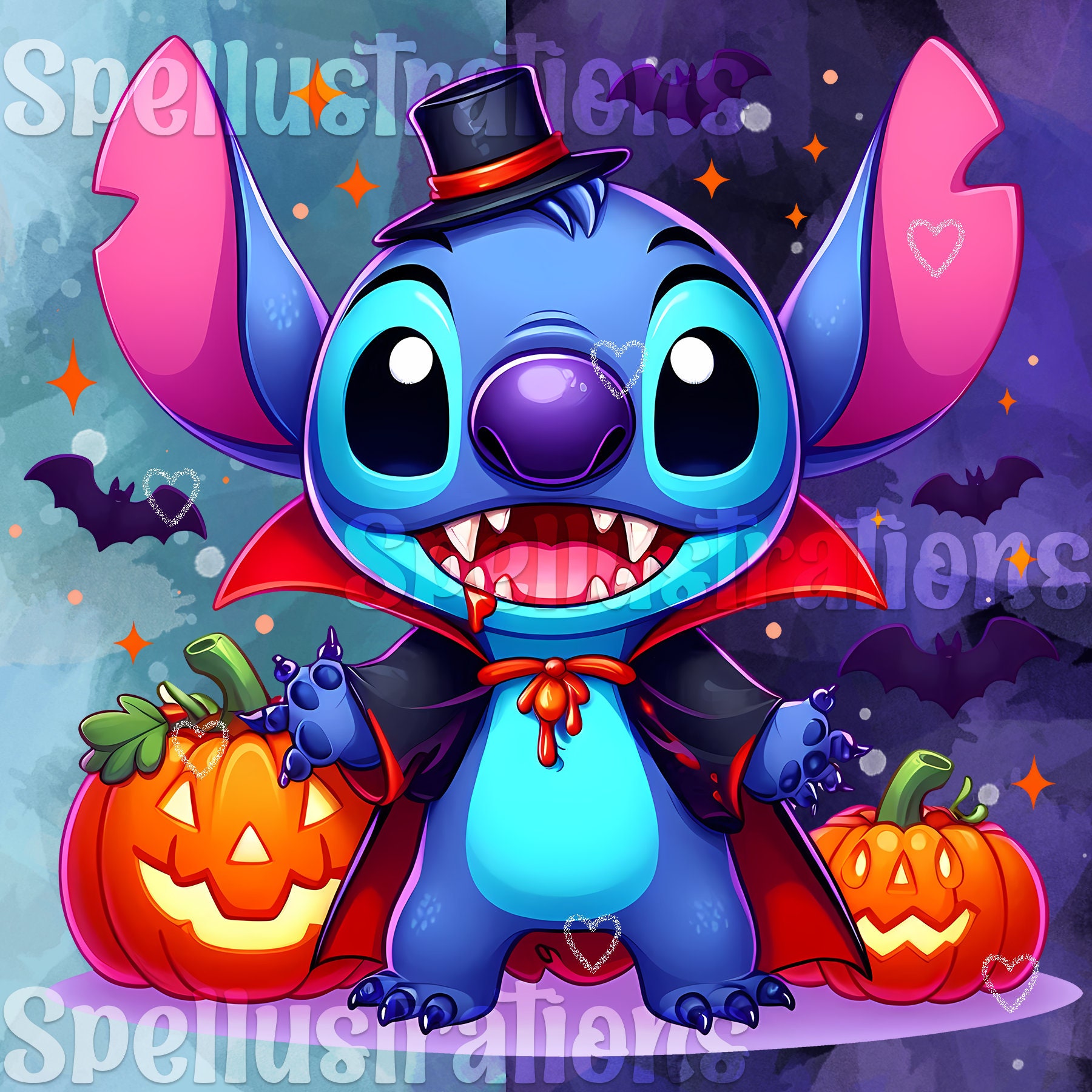 5 Halloween Vampire Stitch Digital Images, Vector Digital Art, Clipart ...
