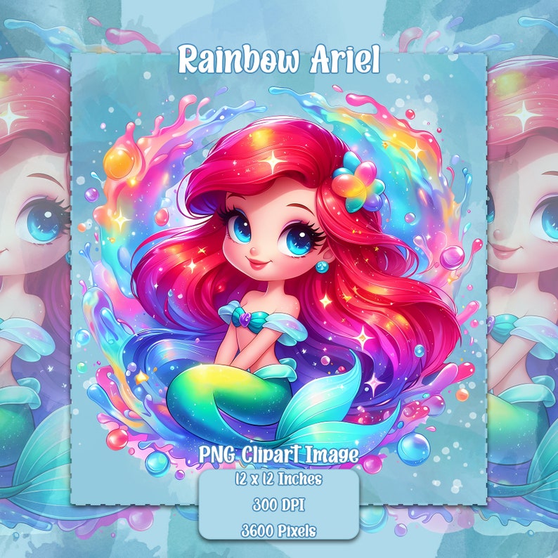 Rainbow Ariel PNG, Transparent Background Clipart Images, Commercial ...