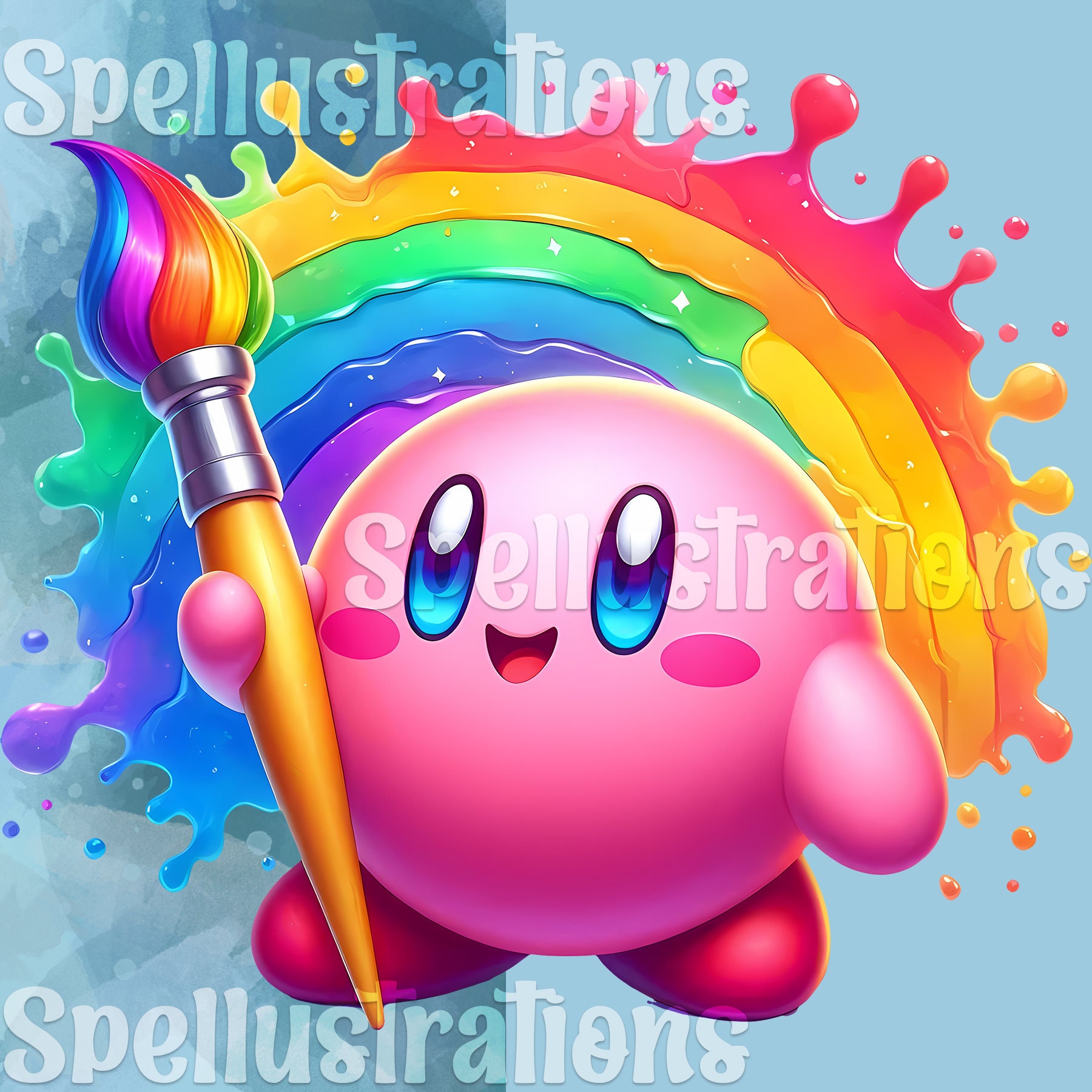 Rainbow Kirby PNG, Transparent Background Clipart Images, Commercial ...