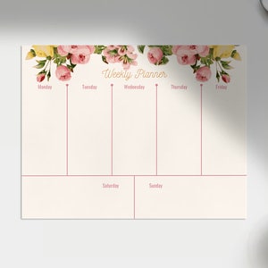 Weekly Planner Digital File Pink Flower Floral Themed Get Organized 4 ...