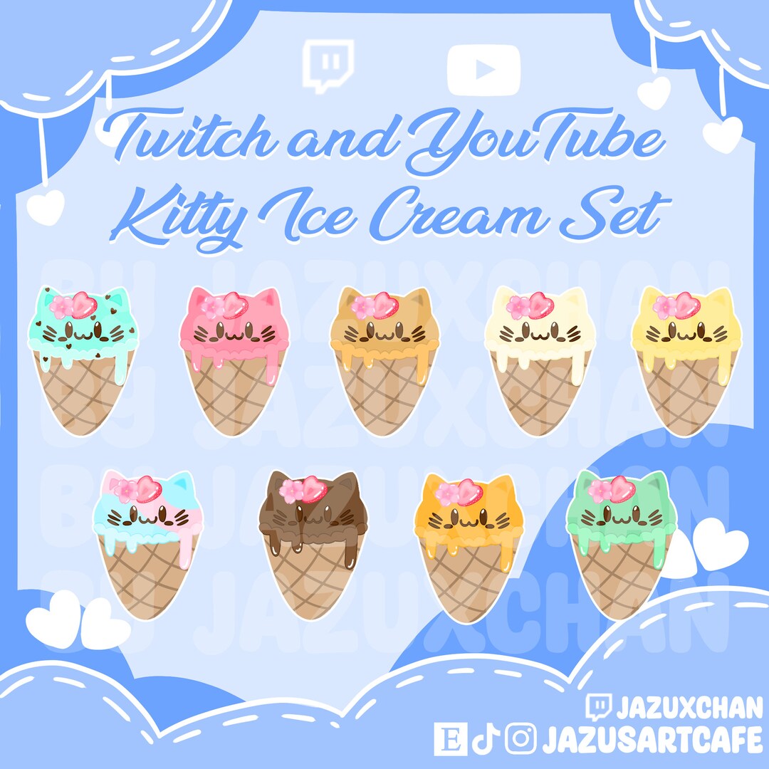 Twitch and Youtube Kitty Ice Cream Set - Etsy