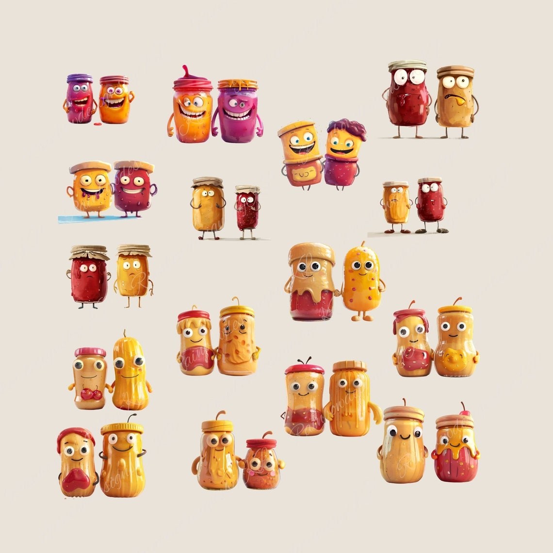 Peanut Butter and Jelly Friends Clipart - PB&J Bundle - Instant ...