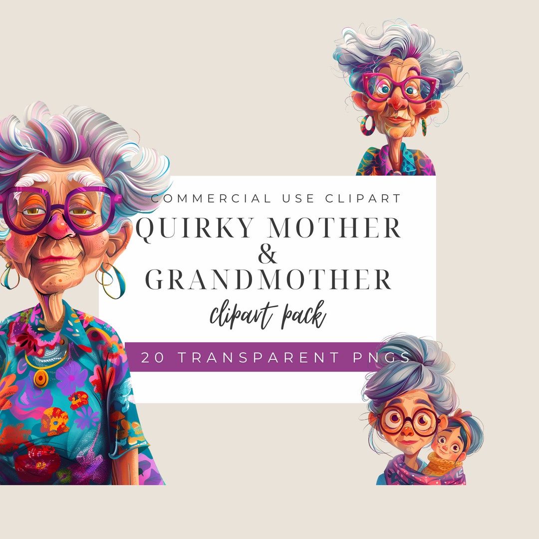 Quirky Funny Cartoon Whimsical Mother, Mom, Mum, Mummy Grandmother ...