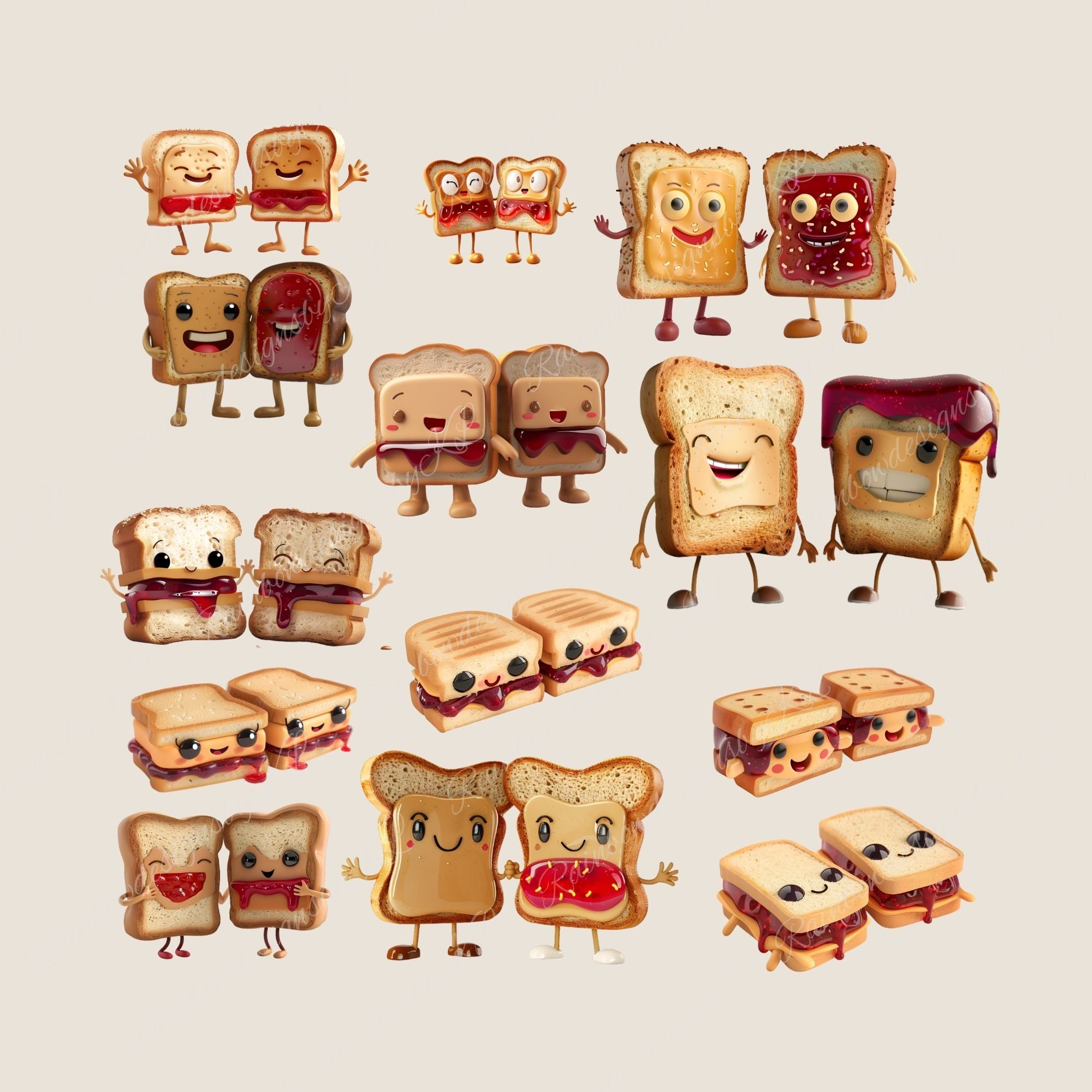 Peanut Butter and Jelly Friends Clipart - PB&J Bundle - Instant ...